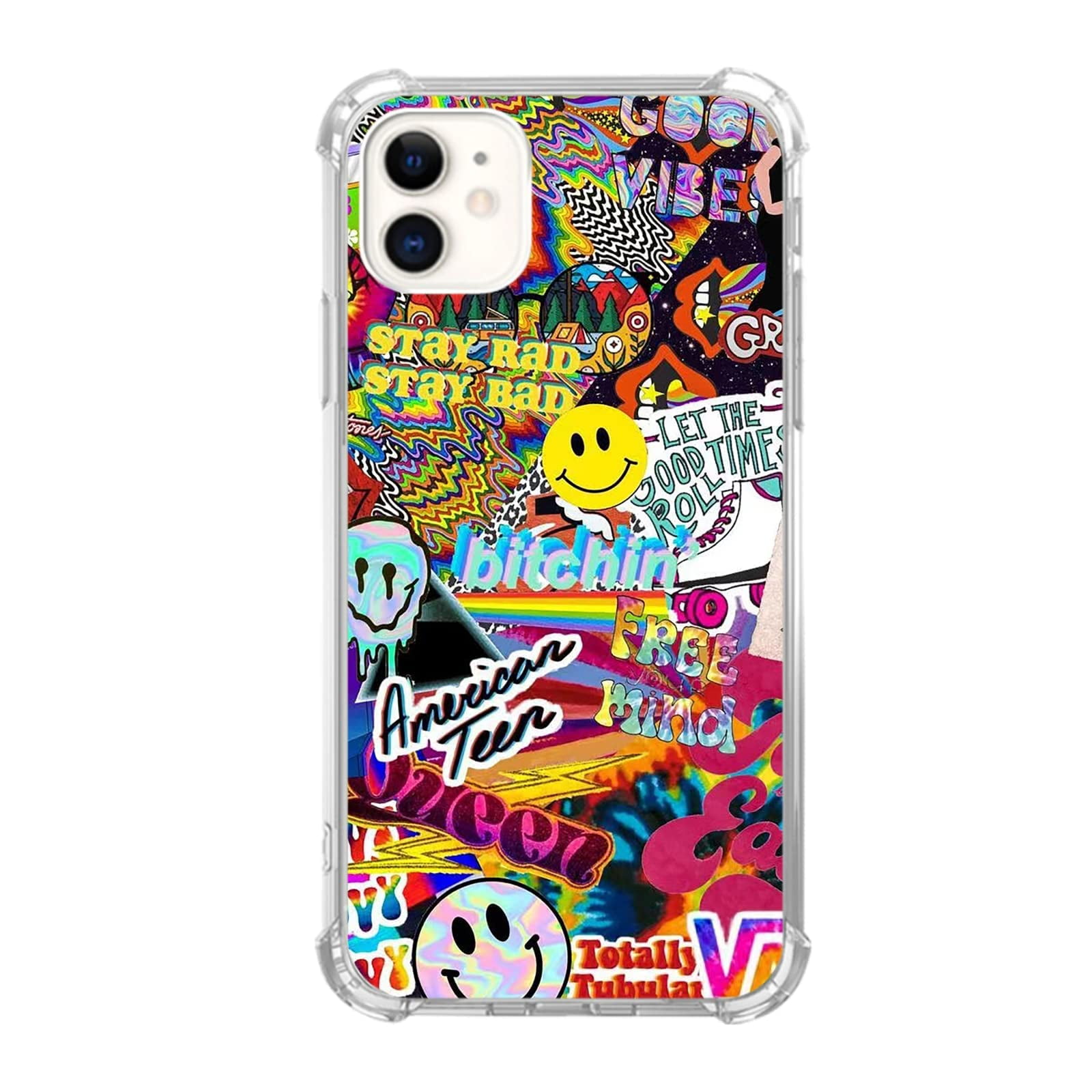 Hippie Collage Case Compatible with iPhone 12,Aesthetic Art Design TPU ...