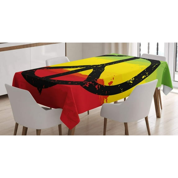 Rasta Tablecloth, Grunge Style Watercolor Design Flag Colors Hippie ...