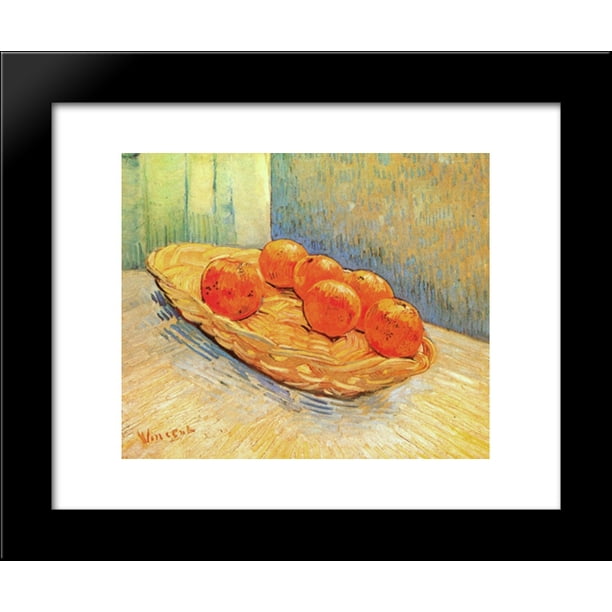 Still Life with Basket and Six Oranges 20x24 Framed Art Print by ...
