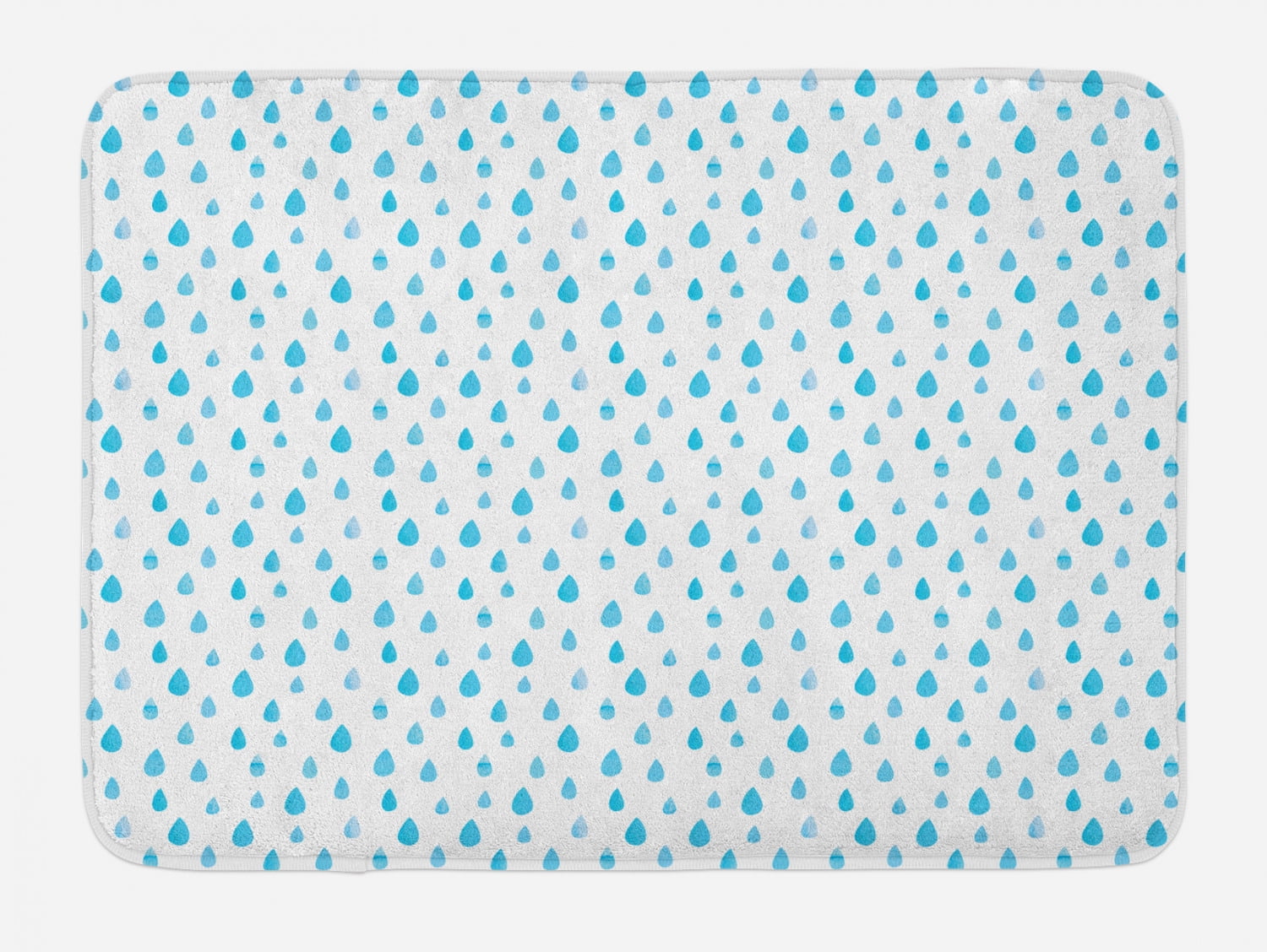 Blue and White Bath Mat, Watercolor Drip Drops Pattern in Various Sizes ...