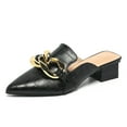 BERANMEY Metal Gold Chain Decor Slip-on Mules for Women Flats ...