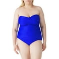 Relleciga Womens Royal Blue Tummy Control Swimwear Strapless One Piece