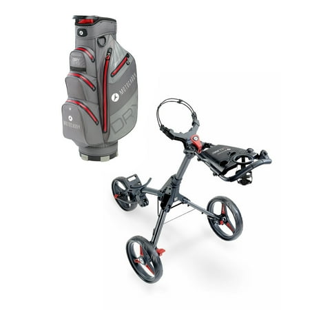 Motocaddy Cube 3 Wheel Foldable Push Caddy with Golf Club Bag, Red ...