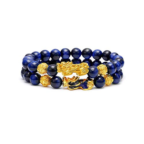 Feng Shui Good Luck Bracelets Natural Tiger Eye Stone Healing Energy Pixiu Dragon Charm Beaded Bracelet Attach Wealth Money Jewelry