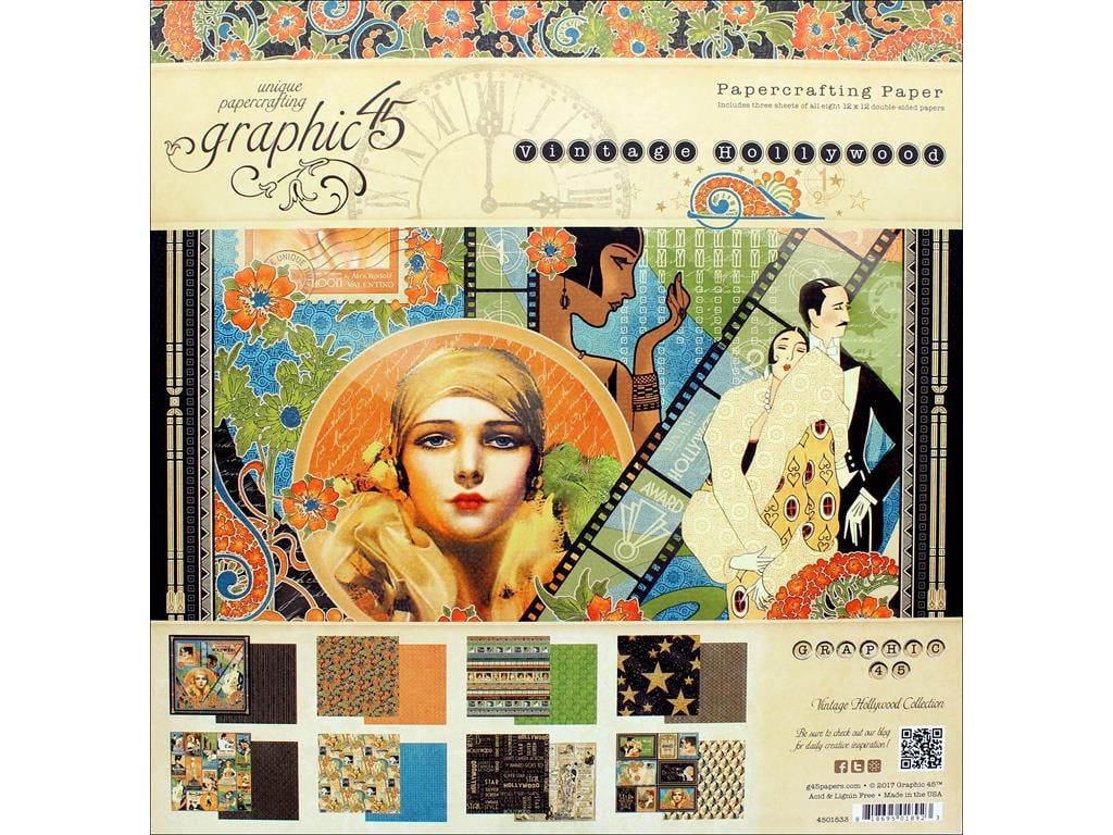 Graphic 45 Vintage Hollywood Paper Pad 12x12 - Walmart.com