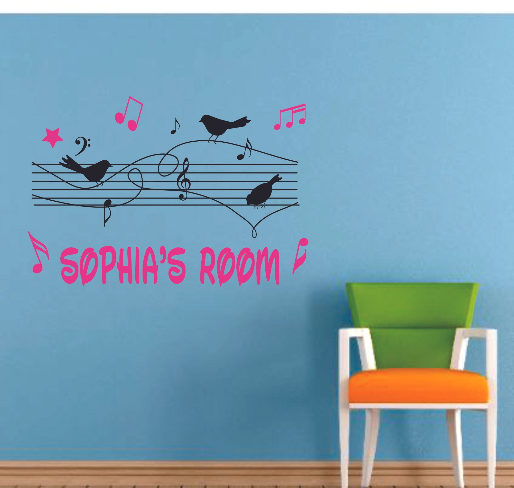 Music Notes Cute Birds Hearts Cartoon Decors Wall Sticker Art Design ...