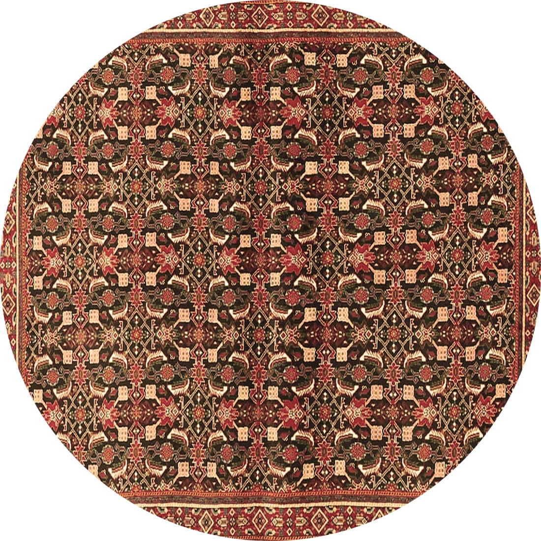 Ahgly Company Indoor Round Persian Brown Traditional Area Rugs, 8 ...