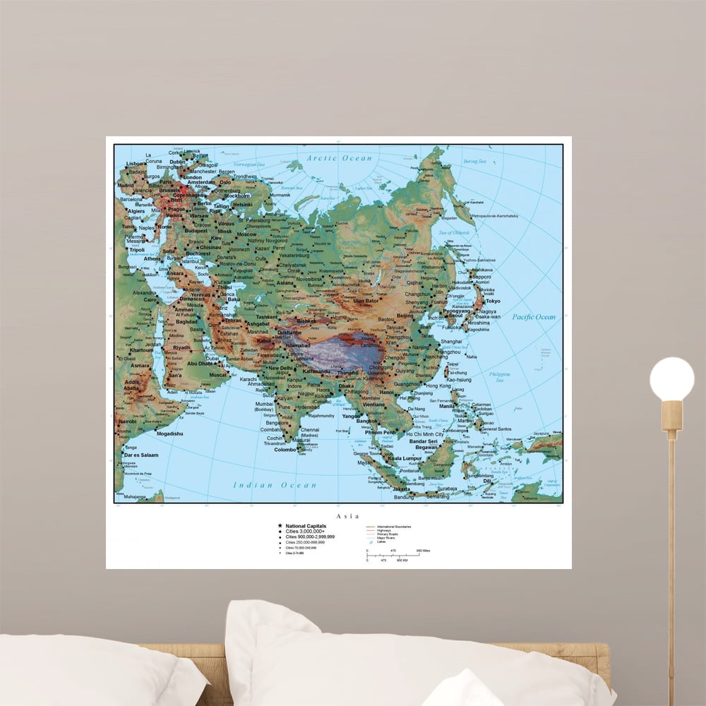 Map Asia Wall Mural Decal Sticker, Wallmonkeys Peel & Stick Vinyl ...
