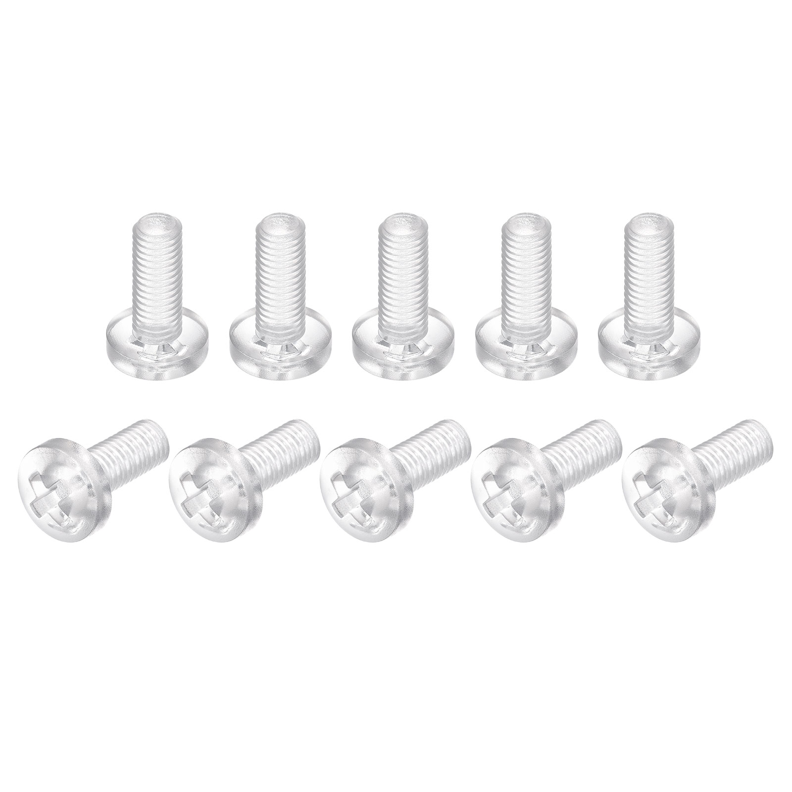 M8x20mm Plastic Phillips Bolts PC Pan Head Machine Screws Transparent ...