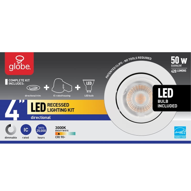 Globe Electric LED Recessed Lighting Kit White 4 in. W Metal LED ...