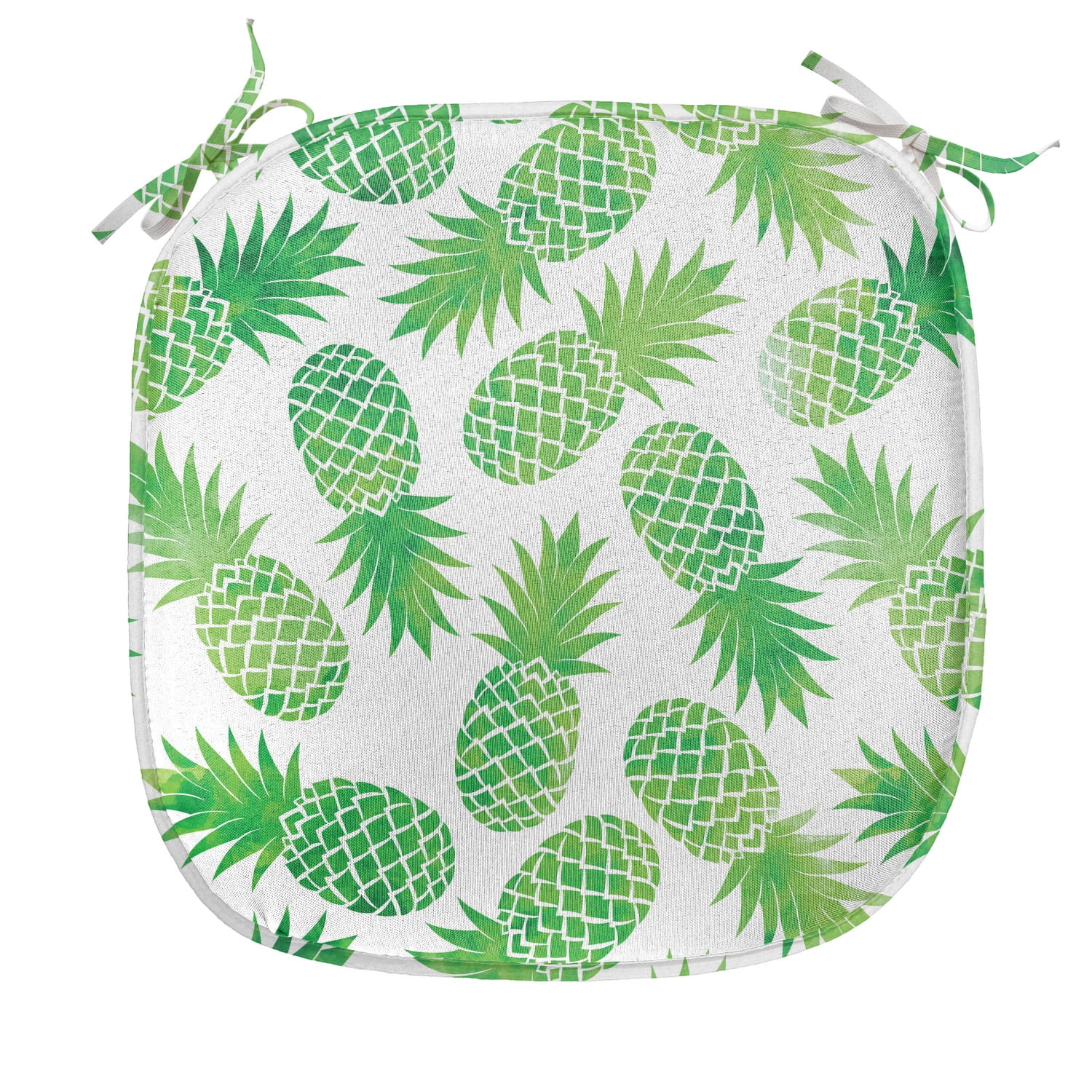 Pineapple Chair Seating Cushion, Ombre Watercolor Scattered Pineapples ...