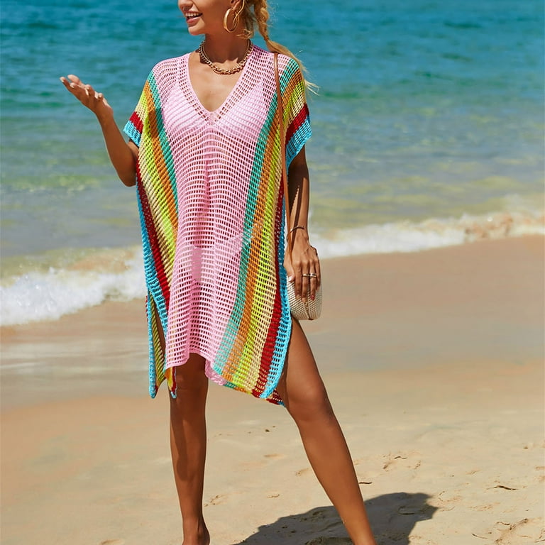 TMOYZQ Women's Crochet Knit Swimsuit Coverups Colorful TMOYZQ Women's Crochet Knit Swimsuit Coverups Colorful