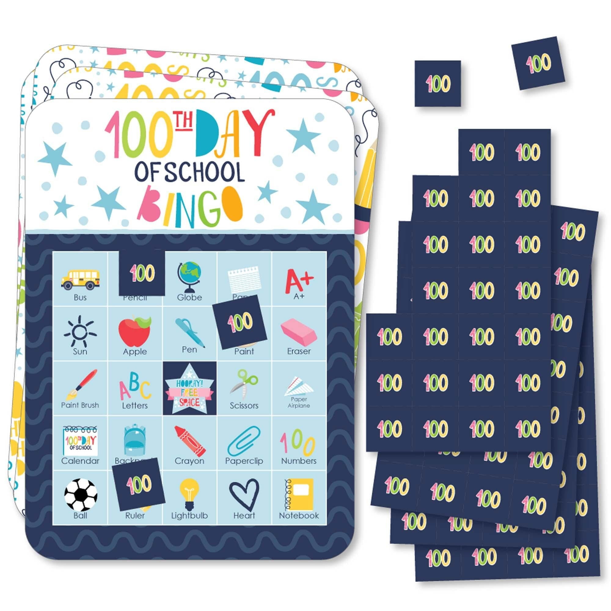 Big Dot of Happiness Happy 100th Day of School - Picture Bingo Cards ...