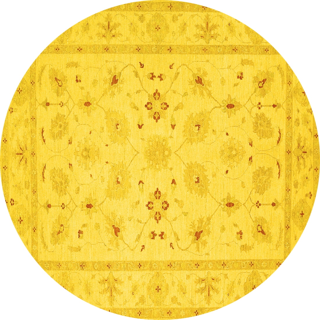 Ahgly Company Machine Washable Indoor Round Persian Yellow Traditional ...