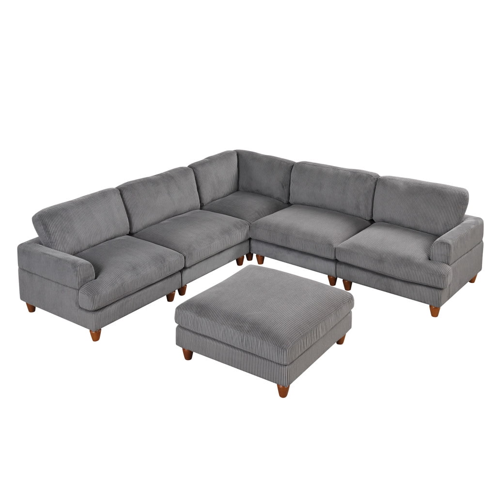 Large Accent Sofa, Modern Modular Sectional Sofa with Ottoman, L-Shaped ...
