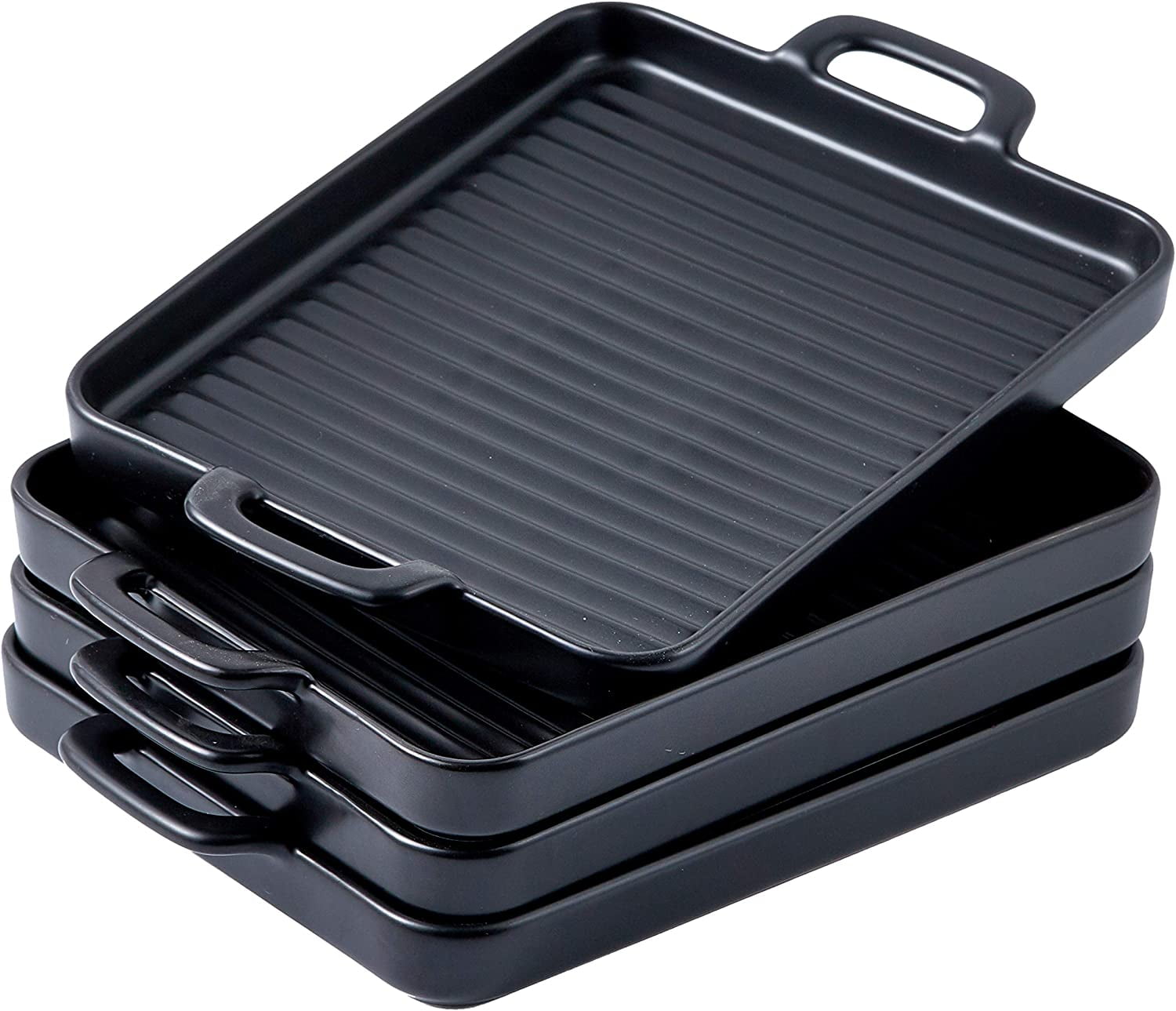 Bruntmor 8 Inch Ceramic Set of 4 Oven to Table Bakeware Matte Round ...