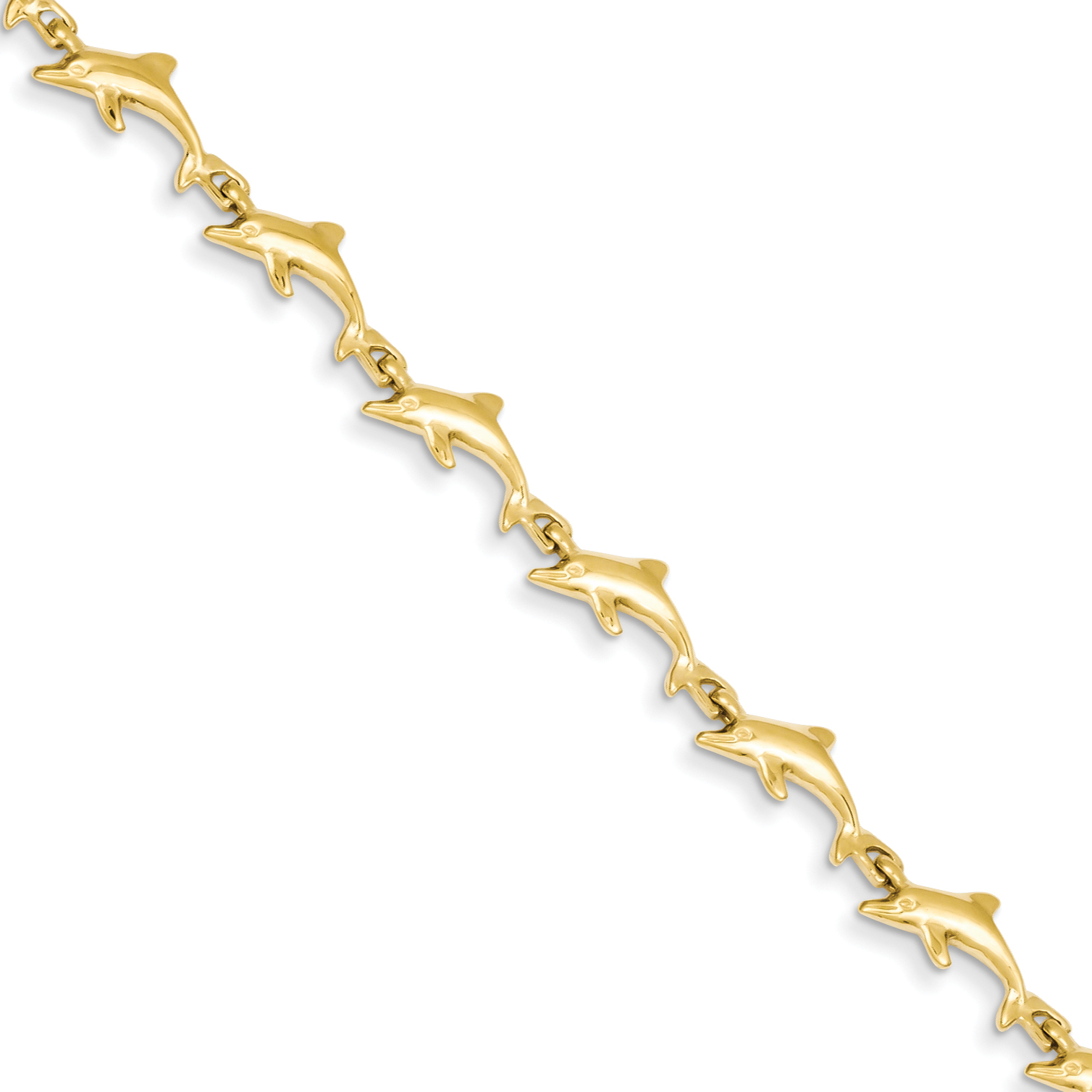 14kt Yellow Gold Dolphin Bracelet 7 Inch Seashore Fine Jewelry Ideal ...