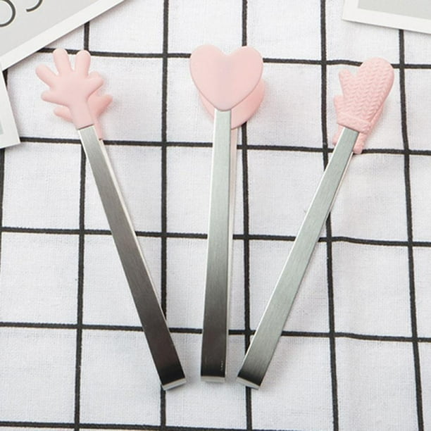 3Pcs Small Hand & Heart Shape Silicone Tongs for Kids - Kitchen 5 inch ...