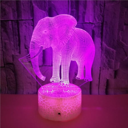 Elephant Night Light for Kids 3D Optical Illusion Elephant Light 7 ...