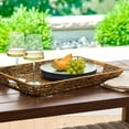 Better Homes & Gardens Resin Rattan Rectangular Serving Tray, Beige and ...