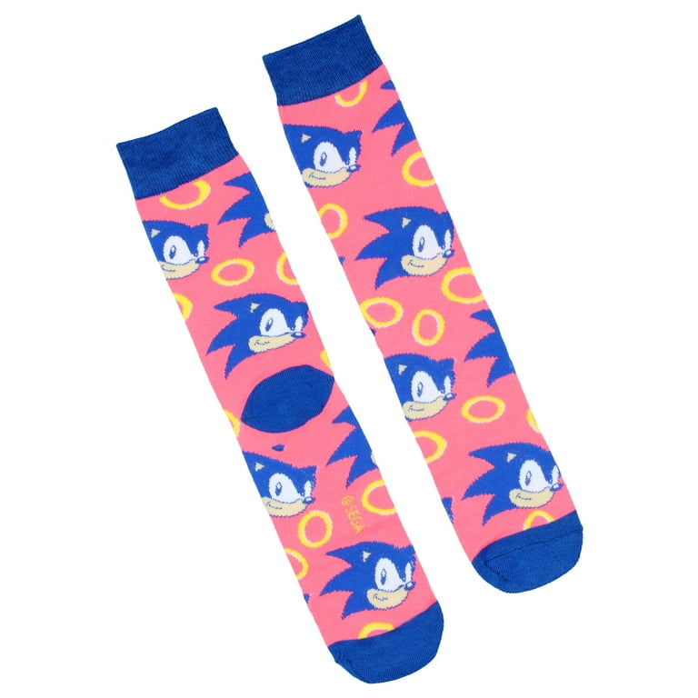 Sonic The Hedgehog Crew Socks Red/Blue Pack Mens Shoe Size