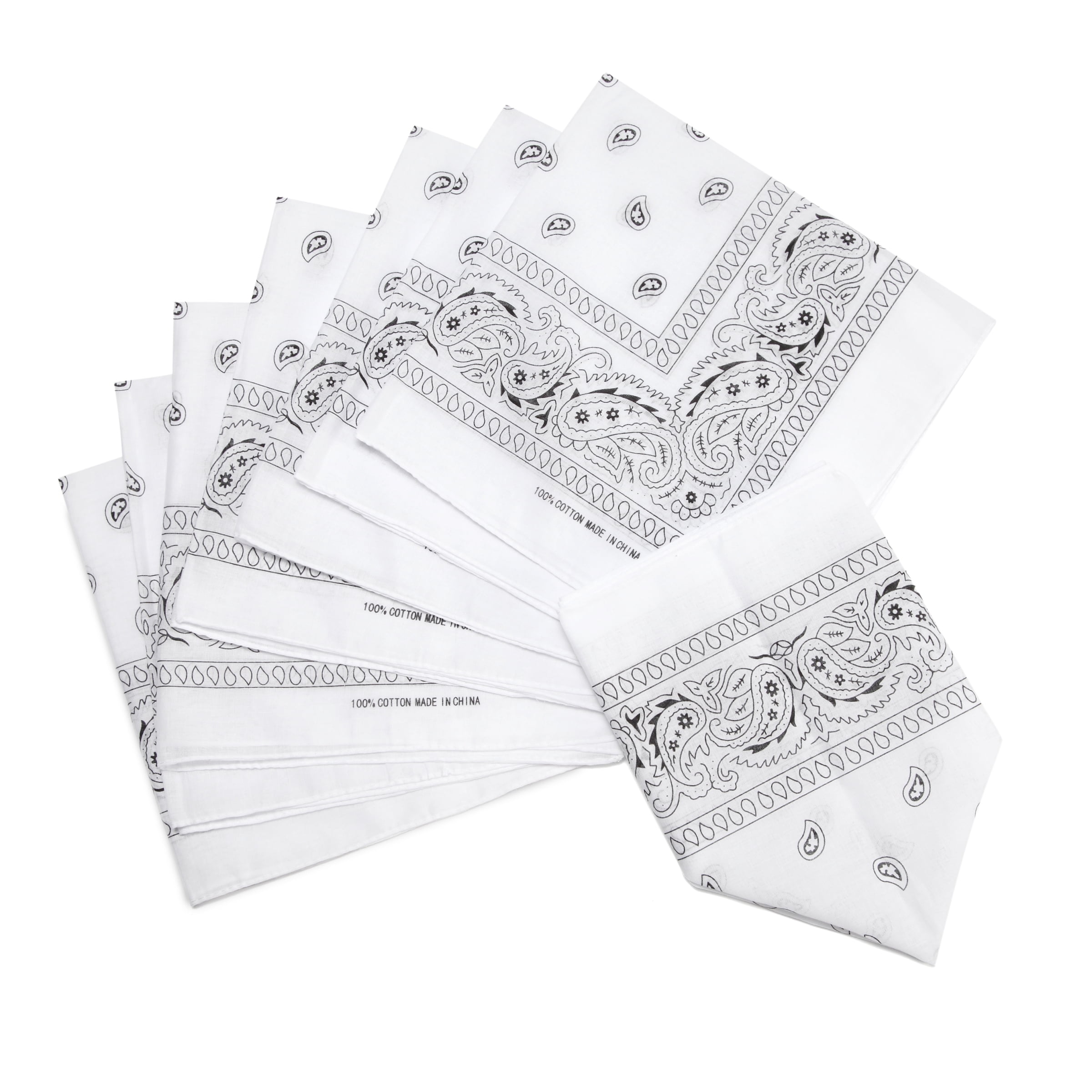 12-Pack Bandana Head & face Wrap - Washable, Reusable, Unisex, 100% ...