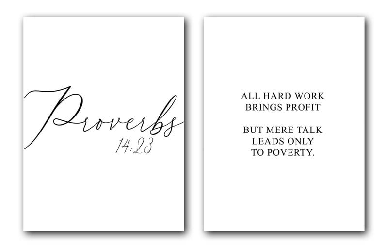 Proverbs 14:23, All hard work brings a profit, Bible Verse, 2 Piece ...