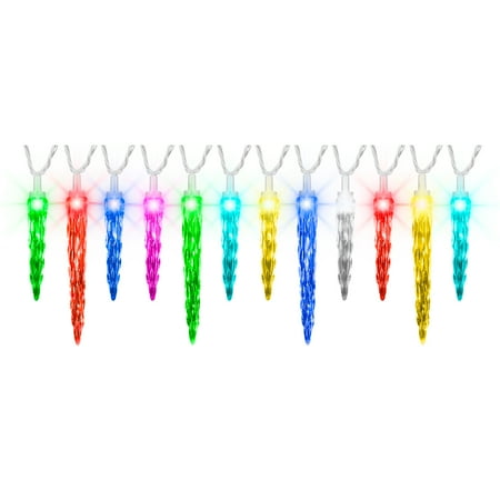 Gemmy Lightshow Christmas Lights 24.5' Color Motion Icicle Lights ...