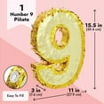 Gold Foil Number 9 Pinata, Small (15.5 x 11 x 3 in), for 9th Birthdays ...