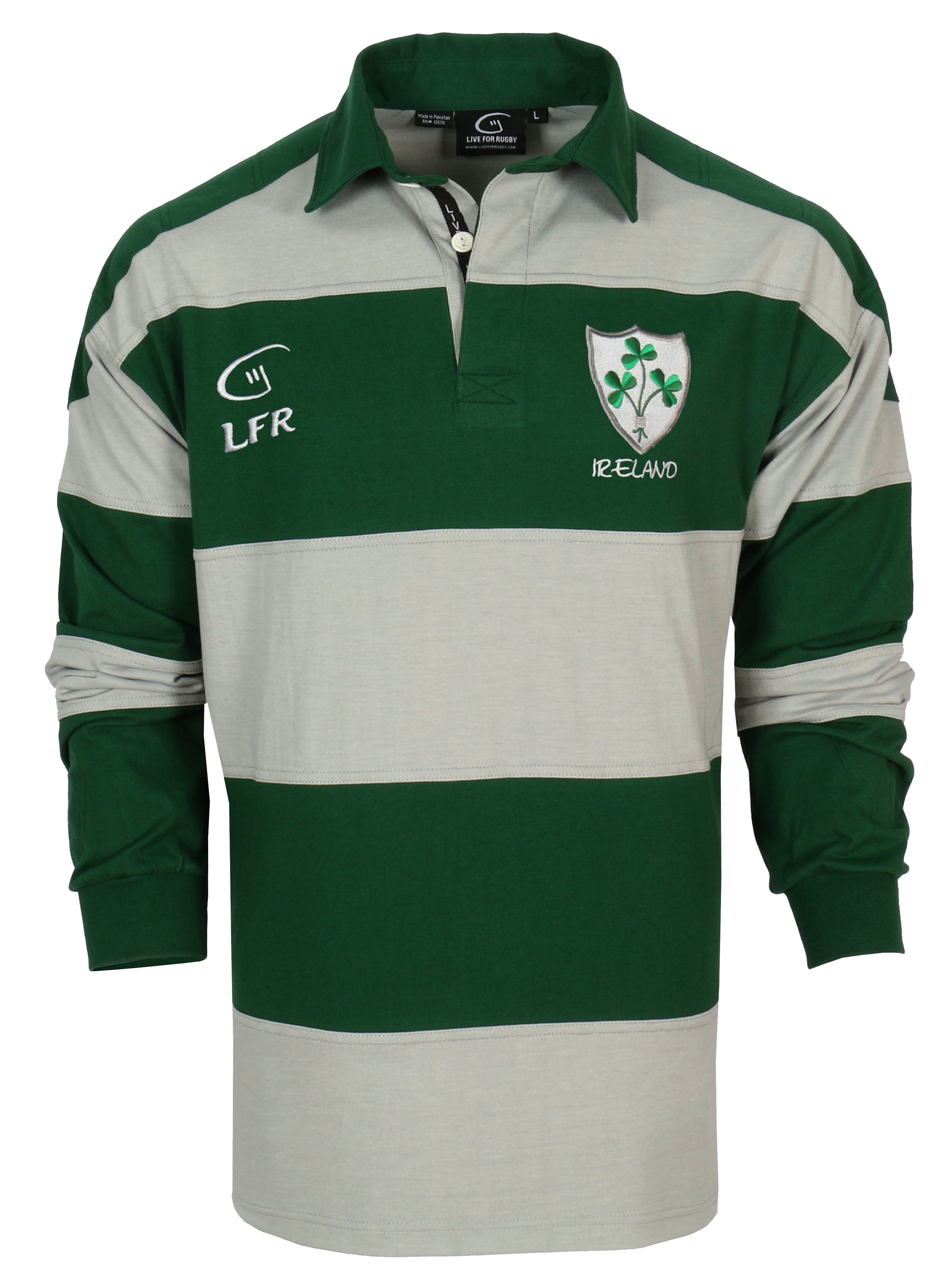 Malham Men's Irish Rugby Shamrock Cotton Longsleeve Striped Shirt ...