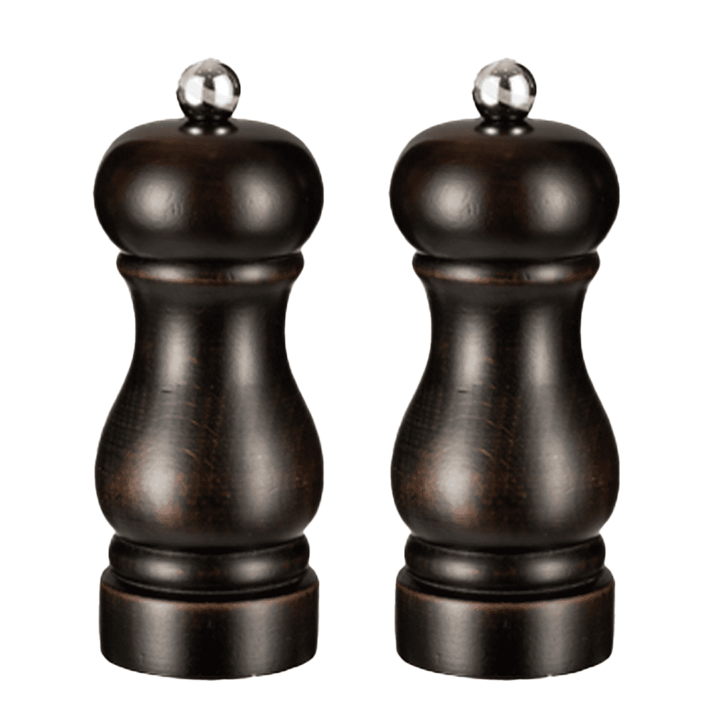 Manual Refillable Solid oak Wood Salt Shaker and Pepper Grinder Spice ...