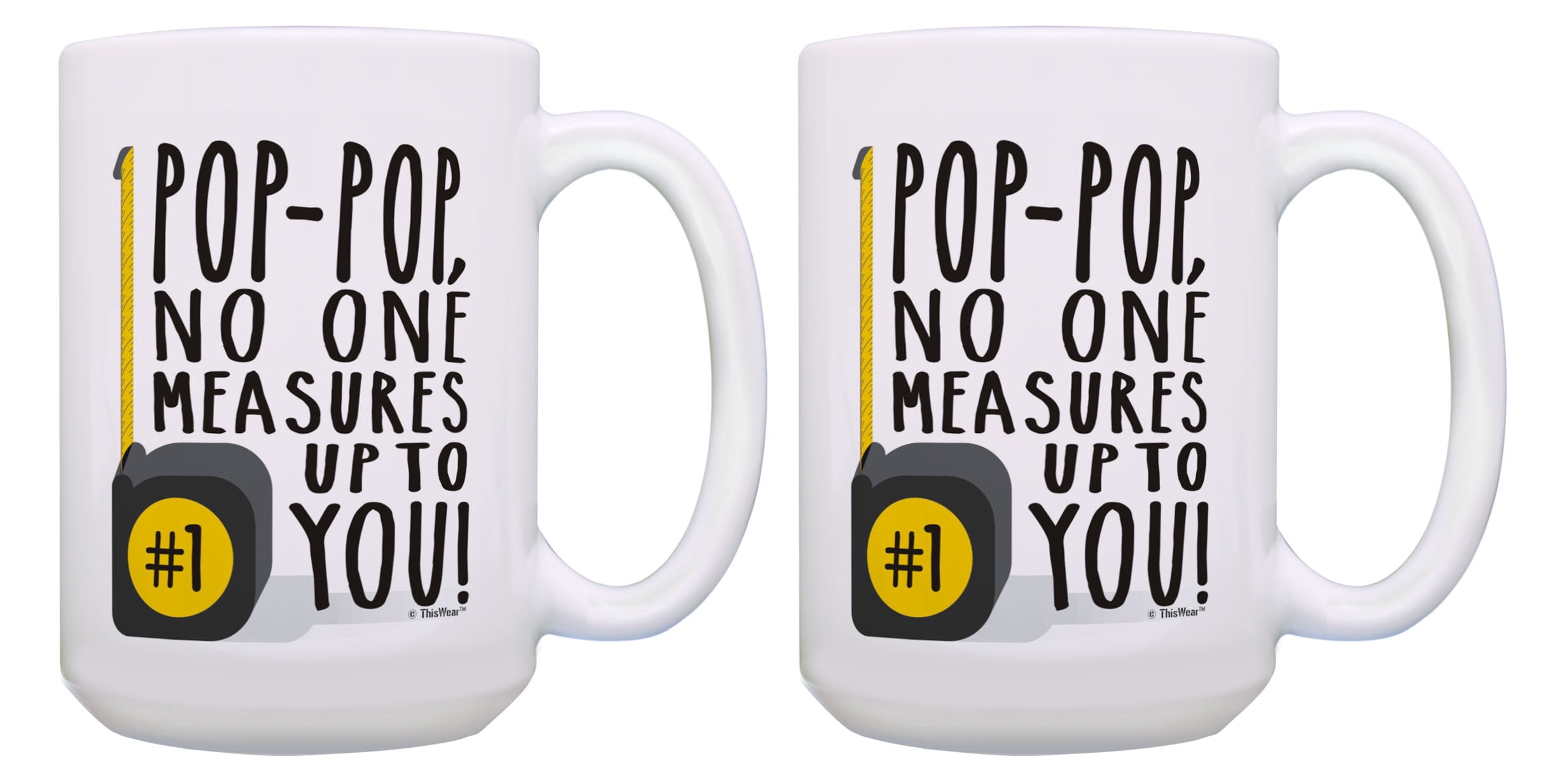 ThisWear Pop-Pop Mug Set Measures Up Pop-Pop Cup Grandfather Gift Punny ...