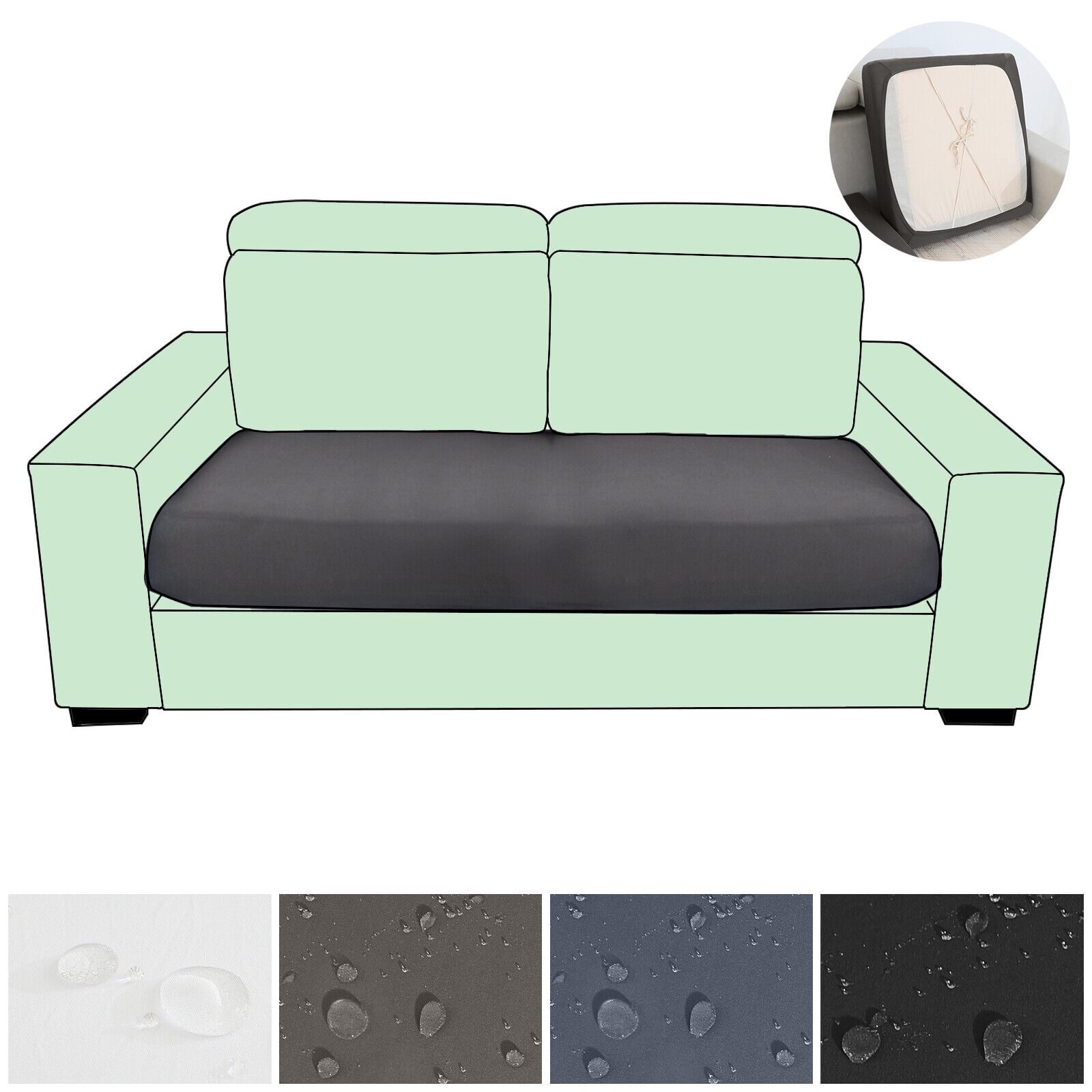 Waterproof Cushion Cover for Sofa, Stretch Separate Cushion Cover ...