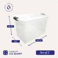 HOMZ 112-Quart Clear Plastic Stackable Storage Bin with Lid, 2 Pack ...