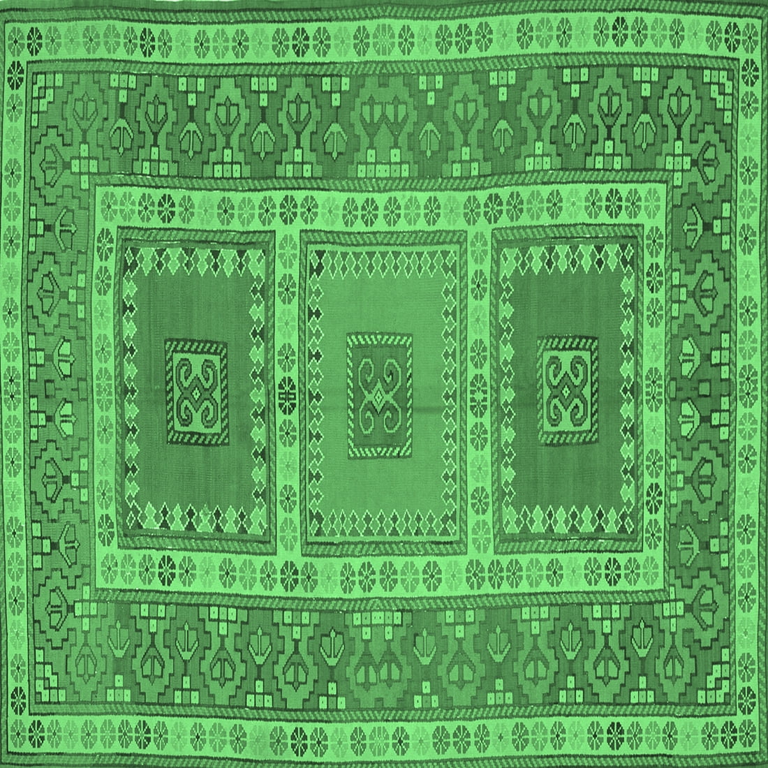 Ahgly Company Indoor Square Persian Emerald Green Traditional Area Rugs ...