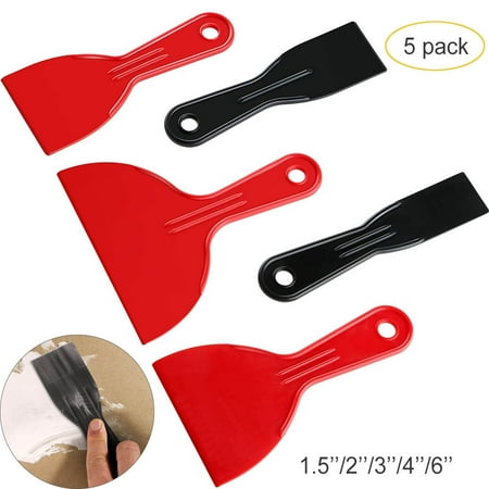Roofei 5 Pieces Plastic Putty Knife Set Flexible Paint Scrapers Tool ...