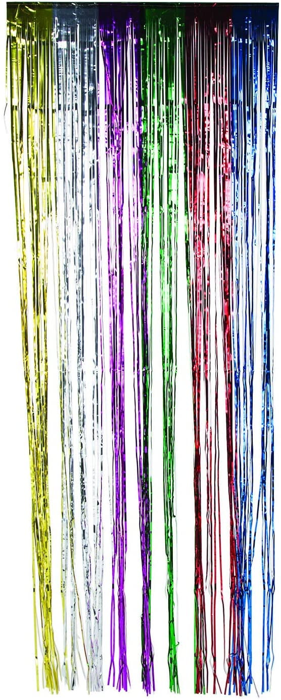 Metallic Rainbow Fringe Curtains - Party Decor - 1 Piece - Walmart.com