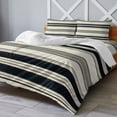 4 Piece Duvet Cover Set Full, Black Stripe Retro Linen Soft Breathable ...
