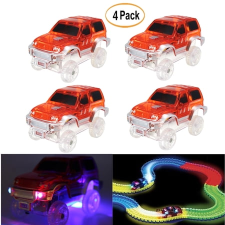 4Pcs LED Light Up Electric Special Car Shining Tracks Car Race Car With ...