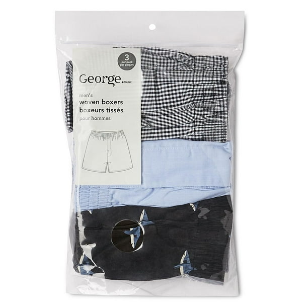 George Men's Woven Boxers 3-Pack, Sizes S-XL - Walmart.ca