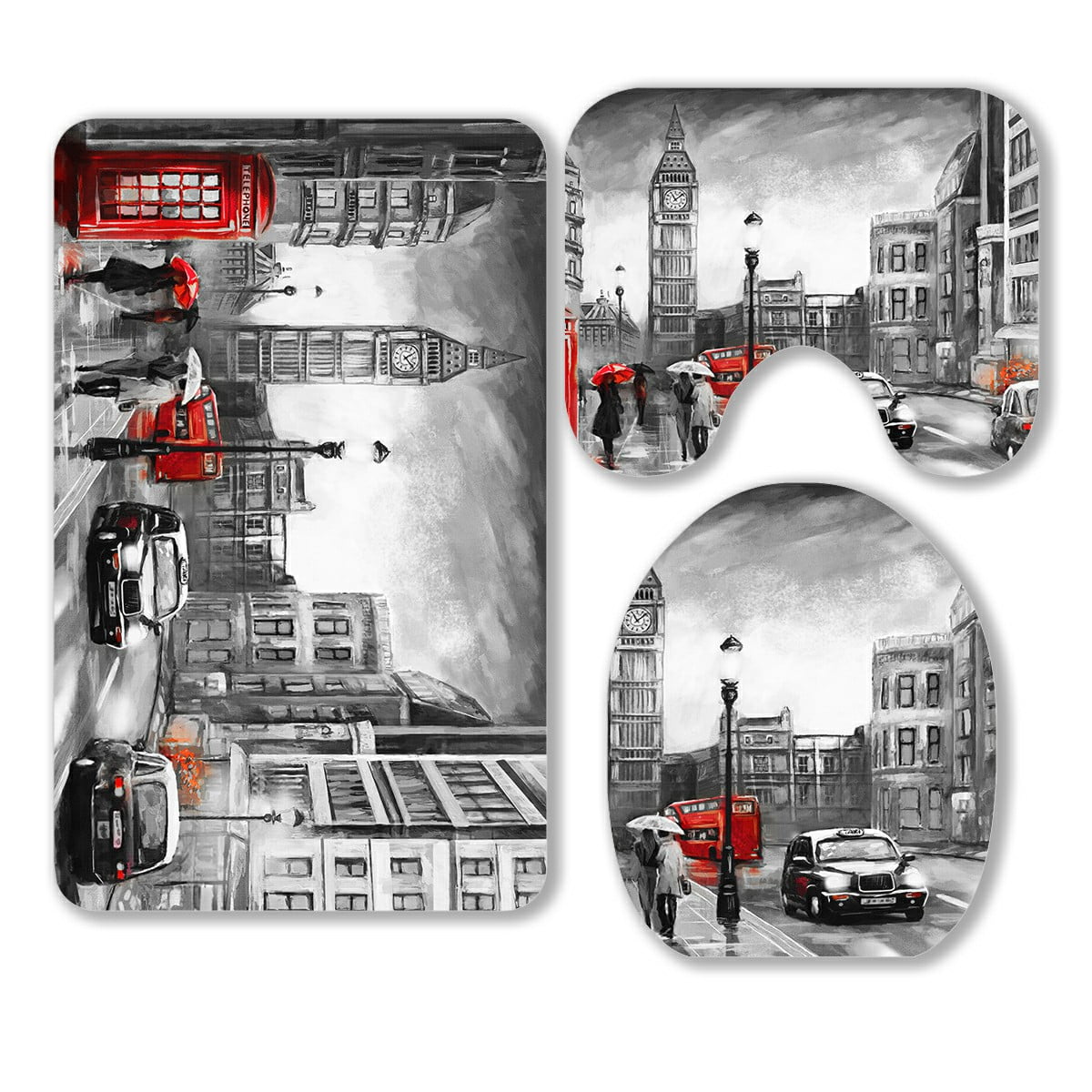 ECZJNT london Big ben red umbrella bus road telephone car England 3 ...