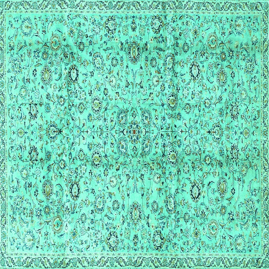 Ahgly Company Machine Washable Indoor Square Persian Turquoise Blue ...