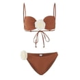 Vividxx Women's Bikini Sets Solid Color Rose Tie Side Bikini Swimsuit ...