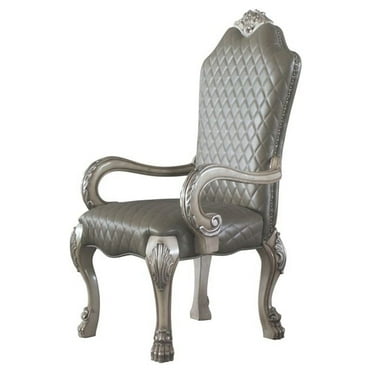 ACME Picardy Wooden Tufted Upholstered Arm Chair Set of 2 in Cherry Oak ...