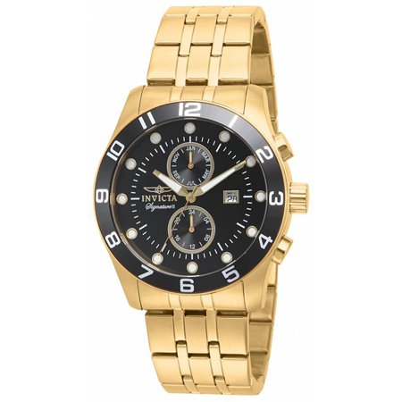 Invicta Signature II Black Dial Gold-tone Stainless Steel Mens Watch ...