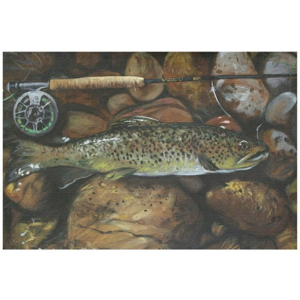 EREHome Vintage Trout Fish Placemat Plate Holder Set of 6, Summer River ...
