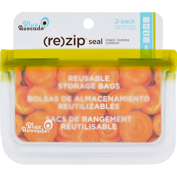 Blue Avocado Bag - Re-Zip - Snack - Green - 2 Count - Walmart.com ...