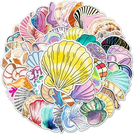 50 Pack Sea Shell Stickers Water Bottles Laptop Car Phone Guitar ...
