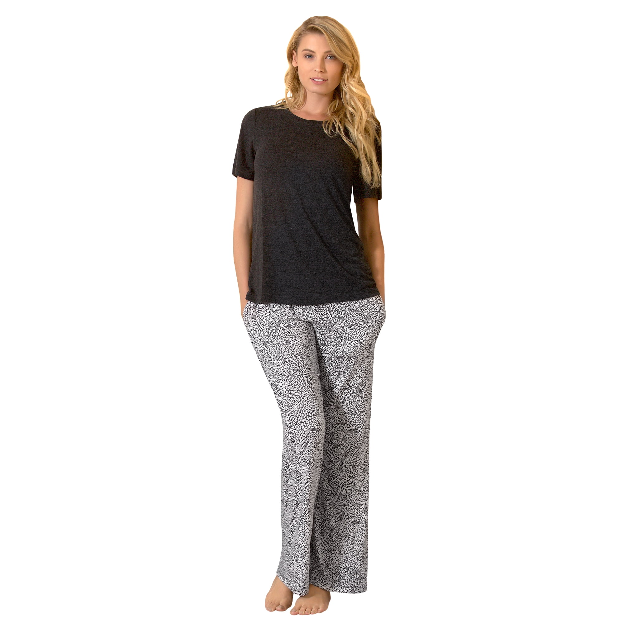 Felina | Lounge Set | Super Soft Knit Jersey Crew Neck Drawstring Pant ...
