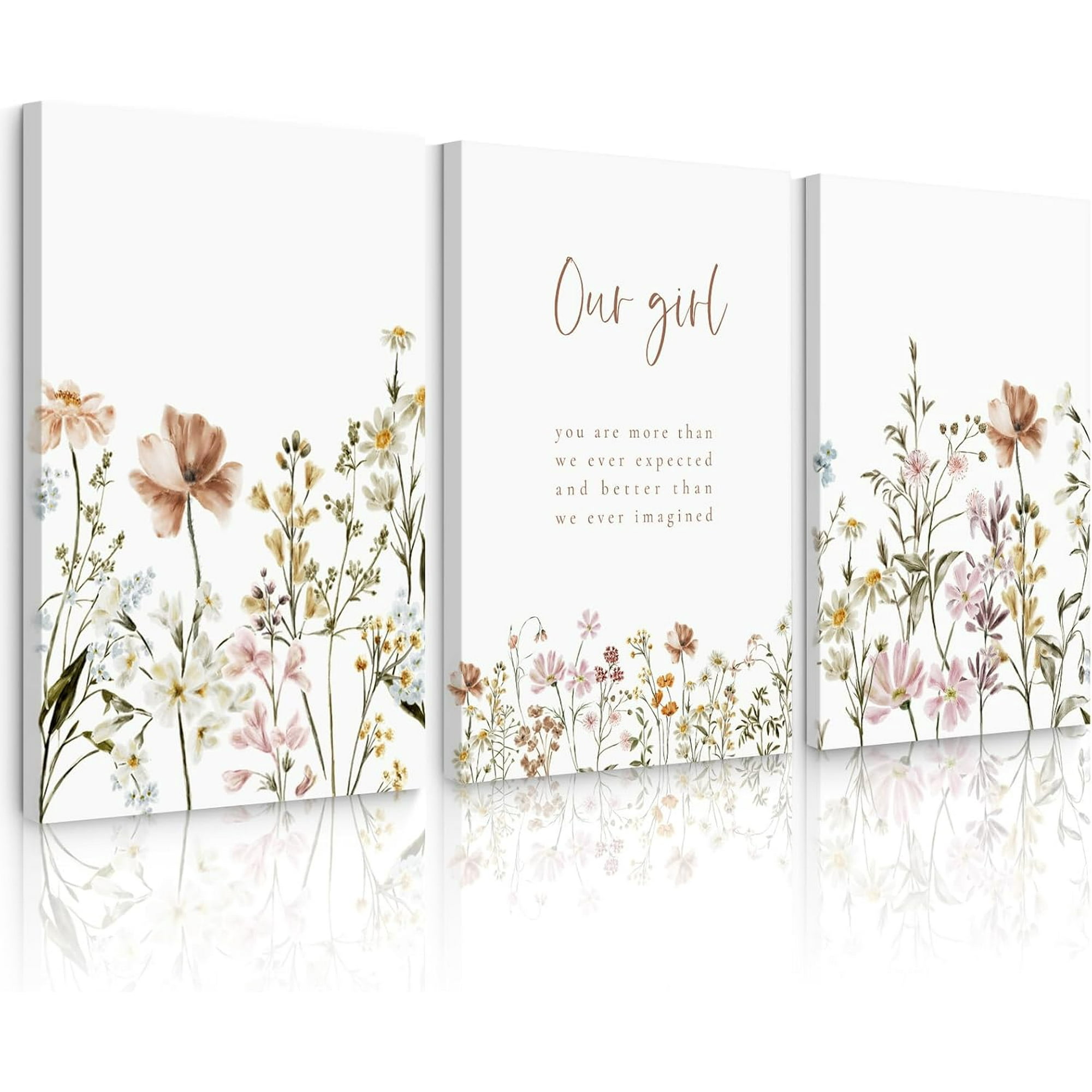 Click here for Huangxibin Wildflower Nursery Wall Art Pink Waterc... prices